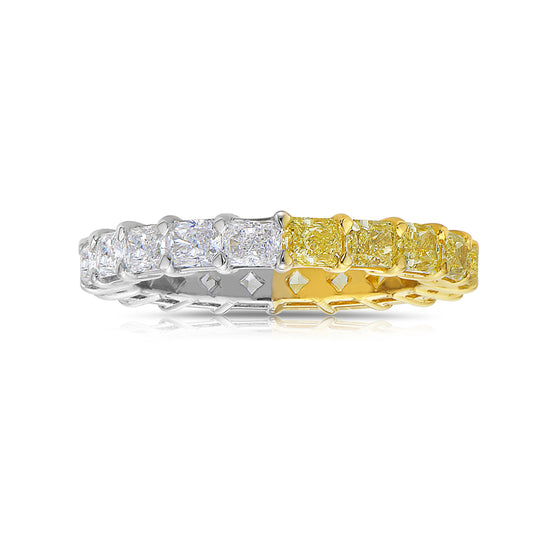 East West Half & Half Radiant Cut Diamond Eternity Band – Rare Colors