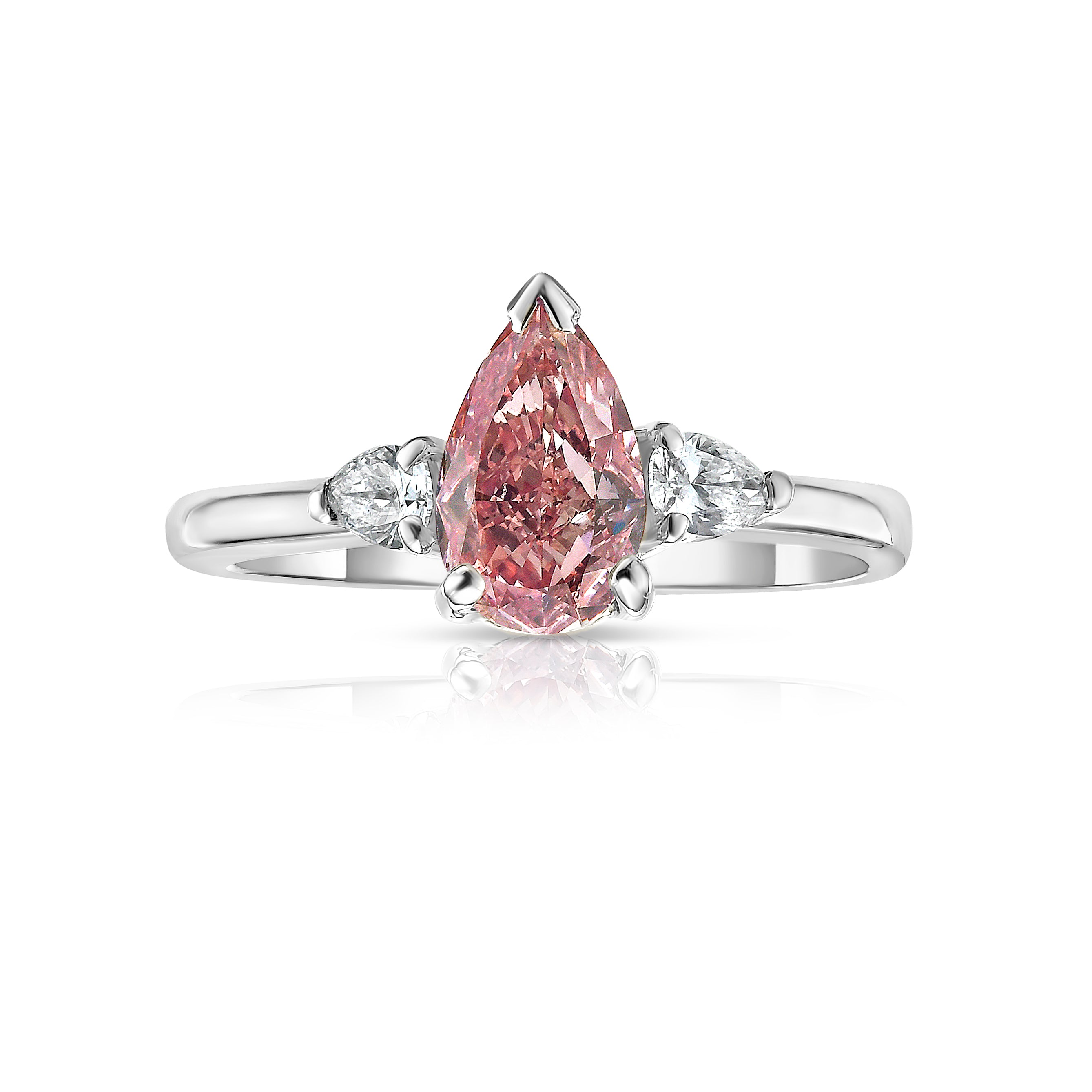1ct Intense Pink Pear Shape Diamond Engagement Ring – Rare Colors