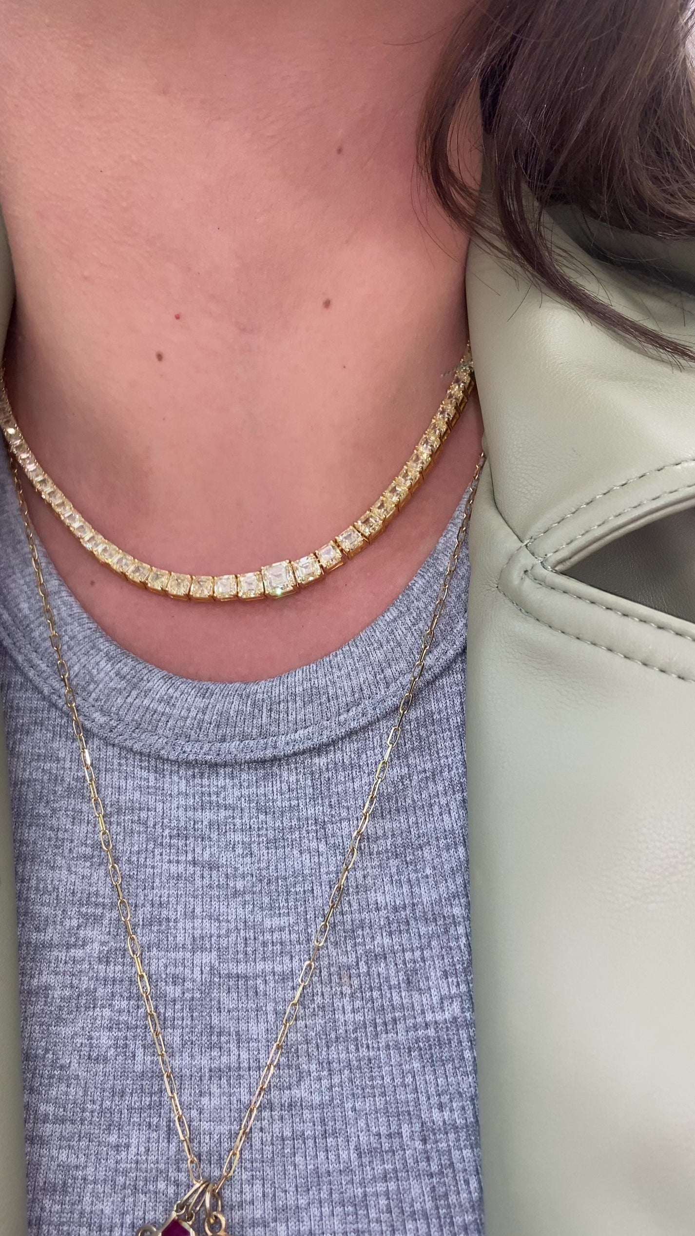 37 Carat Yellow Asscher Cut Diamond Necklace – Rare Colors