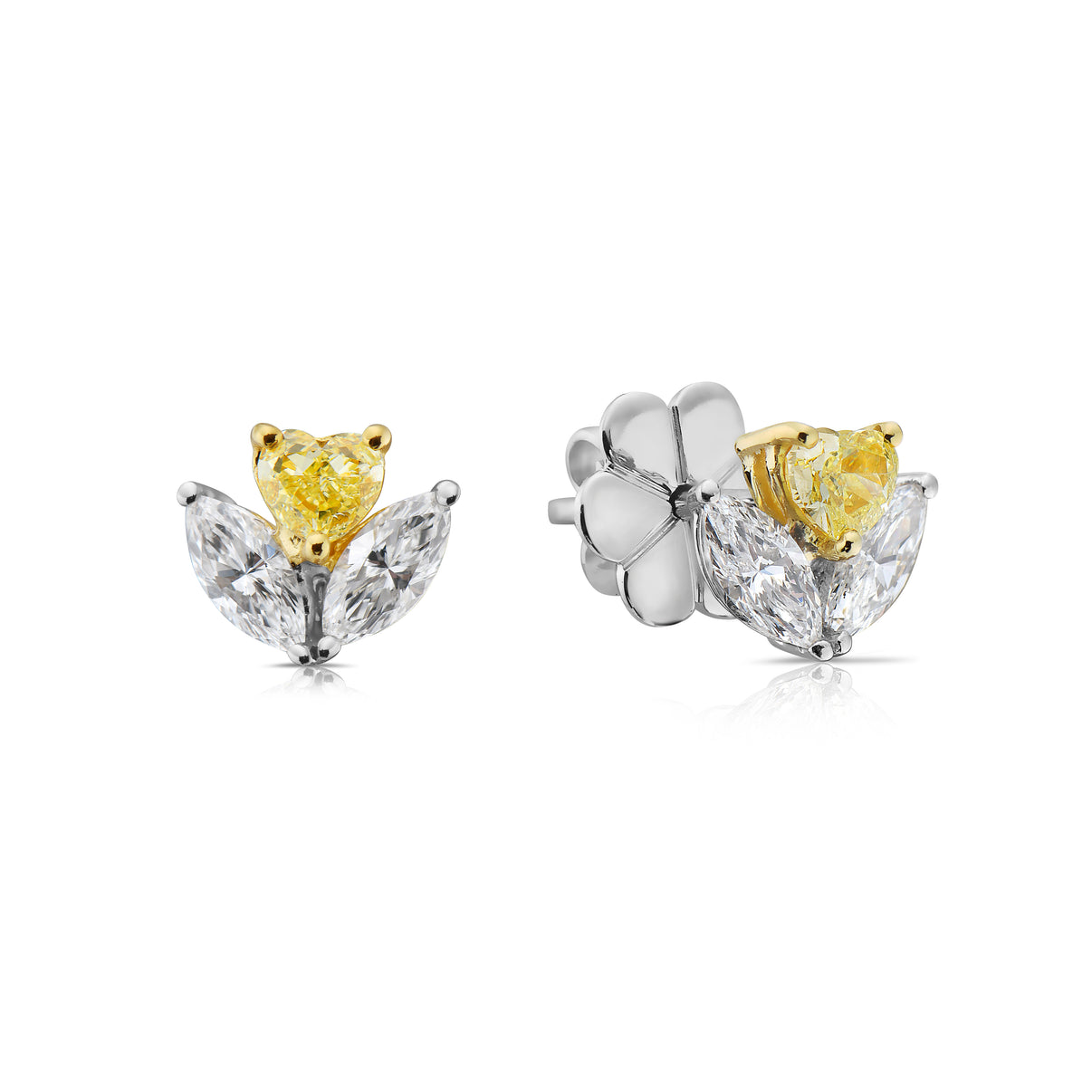 1 Carat Light Yellow Cluster Studs – Rare Colors